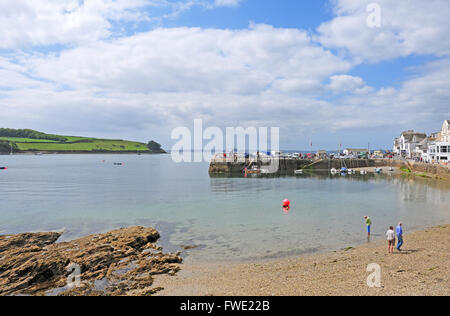 People on the beach at St Mawes, Cornwall, as the warm weather ...