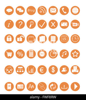 Set of orange icons Stock Photo - Alamy