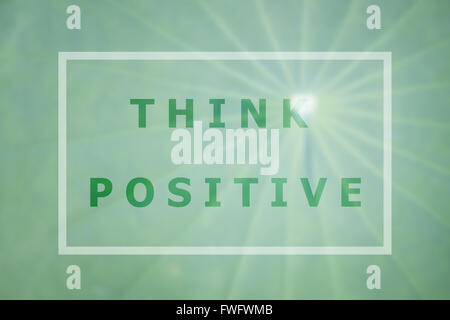 An inspirational quote think positive on a dark background Stock Photo ...