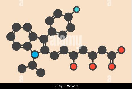 Fluvastatin hypercholesterolemia drug molecule, illustration Stock ...
