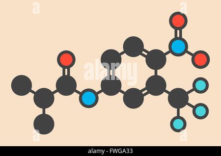 Flutamide prostate cancer drug (anti-androgen), chemical structure ...