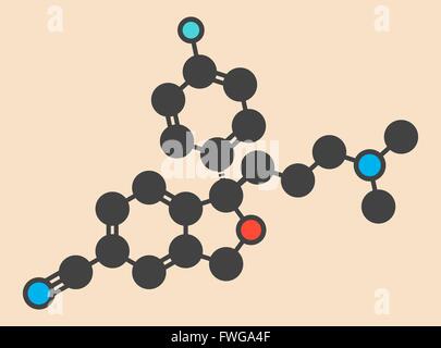 Escitalopram antidepressant drug (SSRI class), chemical structure ...