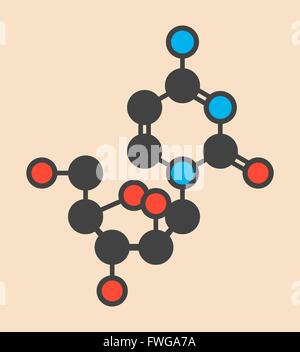 Cytarabine (cytosine arabinoside, Ara-C) chemotherapy drug molecule ...