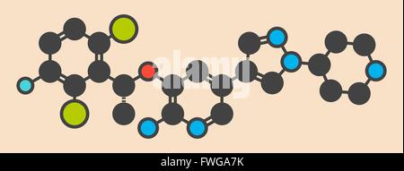 Crizotinib anti-cancer drug molecule. Inhibitor of ALK and ROS1 ...