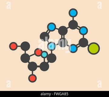 Clofarabine cancer drug molecule (purine nucleoside antimetabolite ...