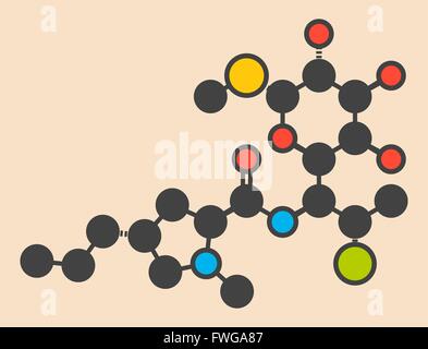 Clindamycin antibiotic drug (lincosamide class), chemical structure ...