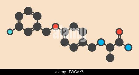Safinamide Parkinsons disease drug molecule, illustration Stock Photo ...
