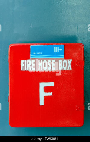 Fire hose box on a container ship's deck Stock Photo - Alamy