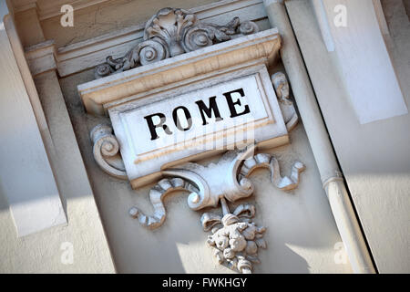 Rome sign stone carved sculpture Stock Photo - Alamy