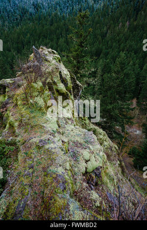 Large rock outcropping overlooking a 200 foot drop amidst the ...