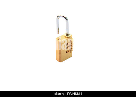 Black code number padlock open and isolated on white background Stock ...