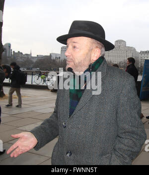 George Galloway, joined by his wife and daughter, talks to passers-by ...