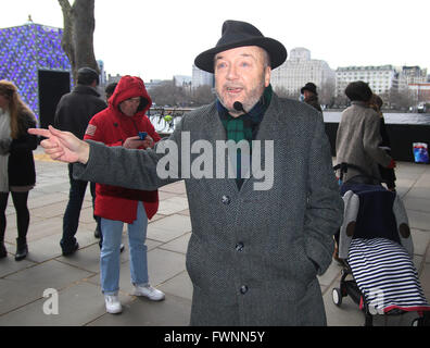 George Galloway, joined by his wife and daughter, talks to passers-by ...