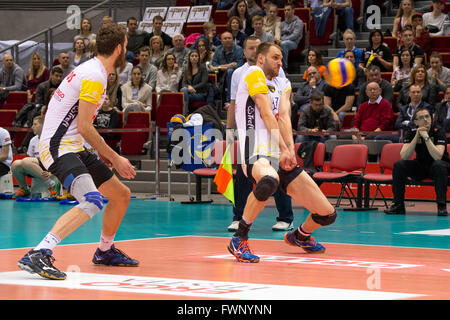 Mateusz Mika of Trefl in action during the Plus Liga match between ...