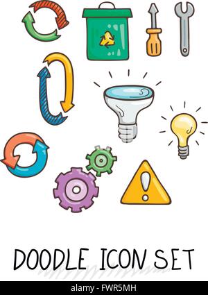 Set of Universal Doodle Icons. Bright Colors and Variety of Topics ...