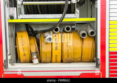 Fire hoses on a fire engine (truck) in England Stock Photo: 71498937 ...