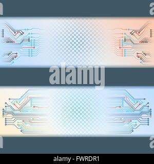 Electronics web banner set. Circuit board vector background technology ...