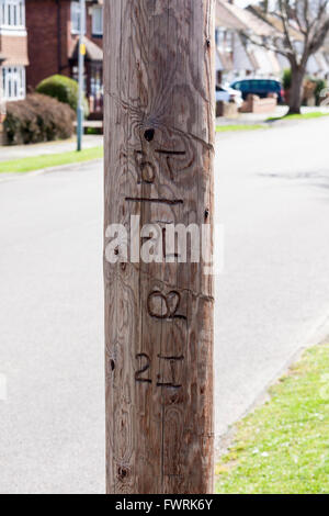 Telegraph pole markings Stock Photo - Alamy