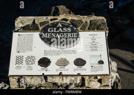 Sign explaining the origin of obsidian glass. Newberry Volcanic Monument, Oregon Stock Photo - Alamy
