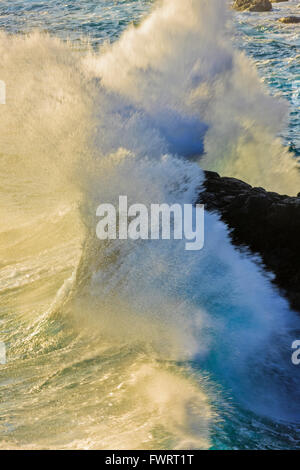 Dramatic storm waves smashing and splashing around North Rock and it's ...