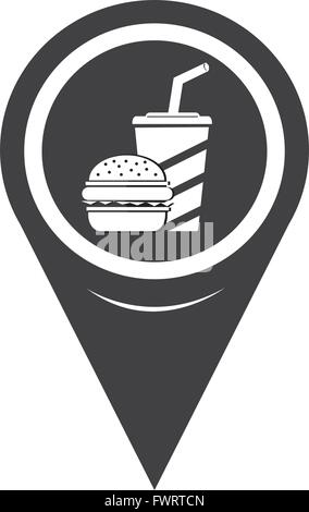 Fast food and restaurant map pointer icon digital green Stock Vector ...