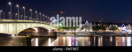 Cologne city skyline along the Rhine river with Hohenzollern Bridge ...