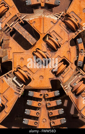 The cutter head of a Tunnel Boring Machine (TBM) arrives in one of ...