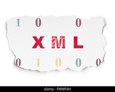 Database concept: Xml on Torn Paper background Stock Photo - Alamy