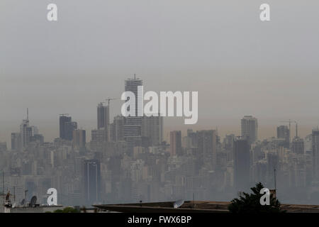 Beirut,Lebanon. 8th April 2016. The Lebanese capital Beirut, chokes ...