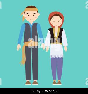 Cartoon Turkish couple wearing traditional costumes Stock Vector Image ...