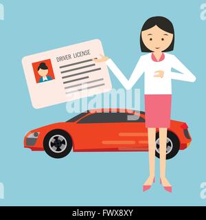 Woman driver license card, cartoon style Stock Vector Art ...