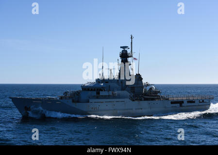 HMS Clyde conducting a sail past to salute Her Royal Highness The ...