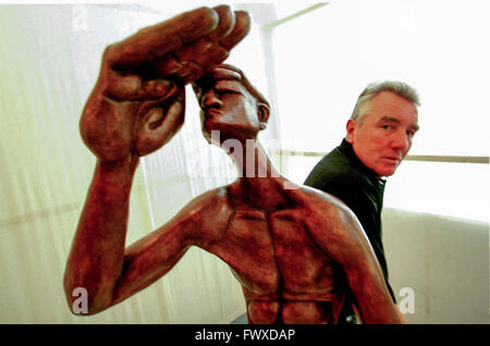 Sculptor and convicted murderer Jimmy Boyle with some of his work at an ...