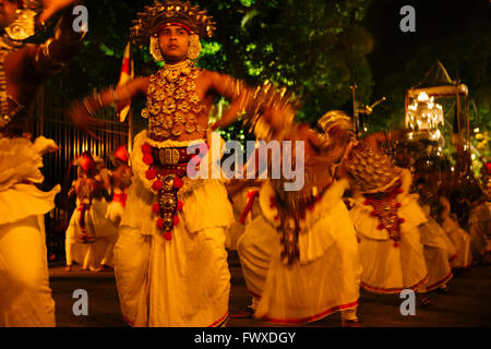 Dancers in the procession during Kandy Esala Perahera, Kandy, Sri Lanka ...