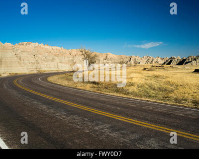 View of South Dakota Highway 240, Badlands Loop Road, from the Saddle ...