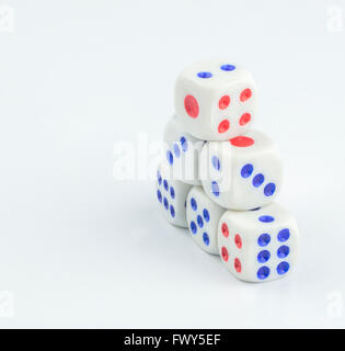White dice stacking with close up view Stock Photo - Alamy
