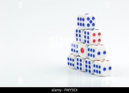 White dice stacking with close up view Stock Photo - Alamy