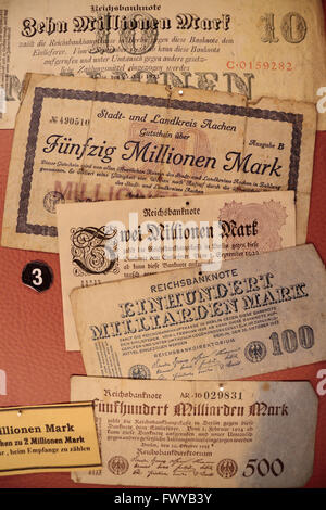 German Papiermark currency from the hyperinflation era in the 1920's ...