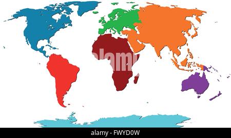 Illustration of a Colored map of world Stock Vector Image & Art - Alamy