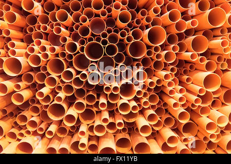 PVC pipes stacked in construction site Stock Photo - Alamy