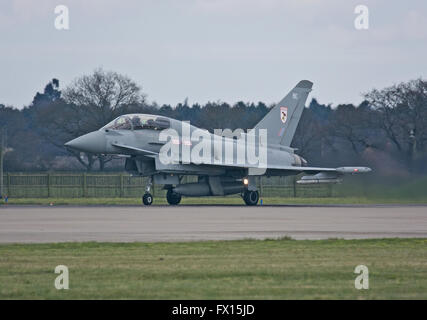 Eurofighter Typhoon of the RAF prepares for take off. jet fighter ...