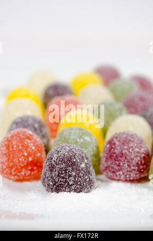 A Studio Photograph of American Hard Gum Sweets in a Clear Stemmed Bowl ...