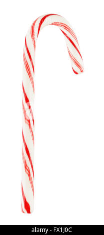 Mint striped hard candy cane in traditional Christmas colors isolated ...
