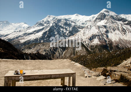 Majestic peak of the Annapurna Range, high mountain in Nepal Stock ...