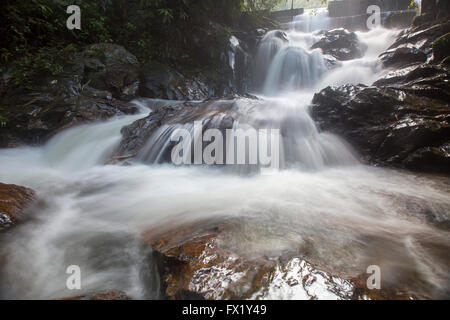 Long exposure of view hidden Templer Park's waterfall at Rawang ...