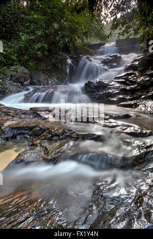 Long exposure of view hidden Templer Park's waterfall at Rawang ...