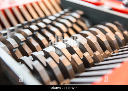 Metal blades of a chopper machine. New sharp blades made of hardened ...