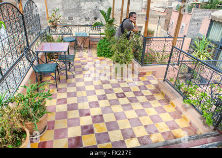 Typical Moroccan Roof Terrace in the old medina of Morocco, Africa ...