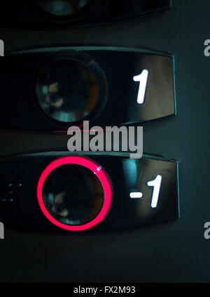 Elevator lift light buttons showing the numbers of floors Stock Photo ...