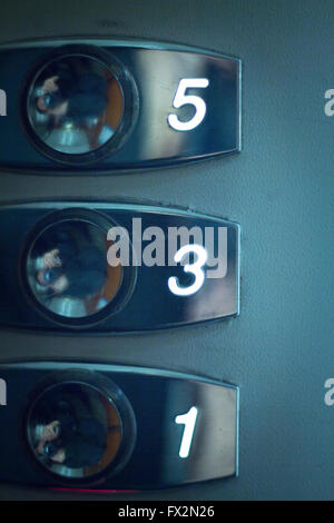 Elevator lift light buttons showing the numbers of floors Stock Photo ...